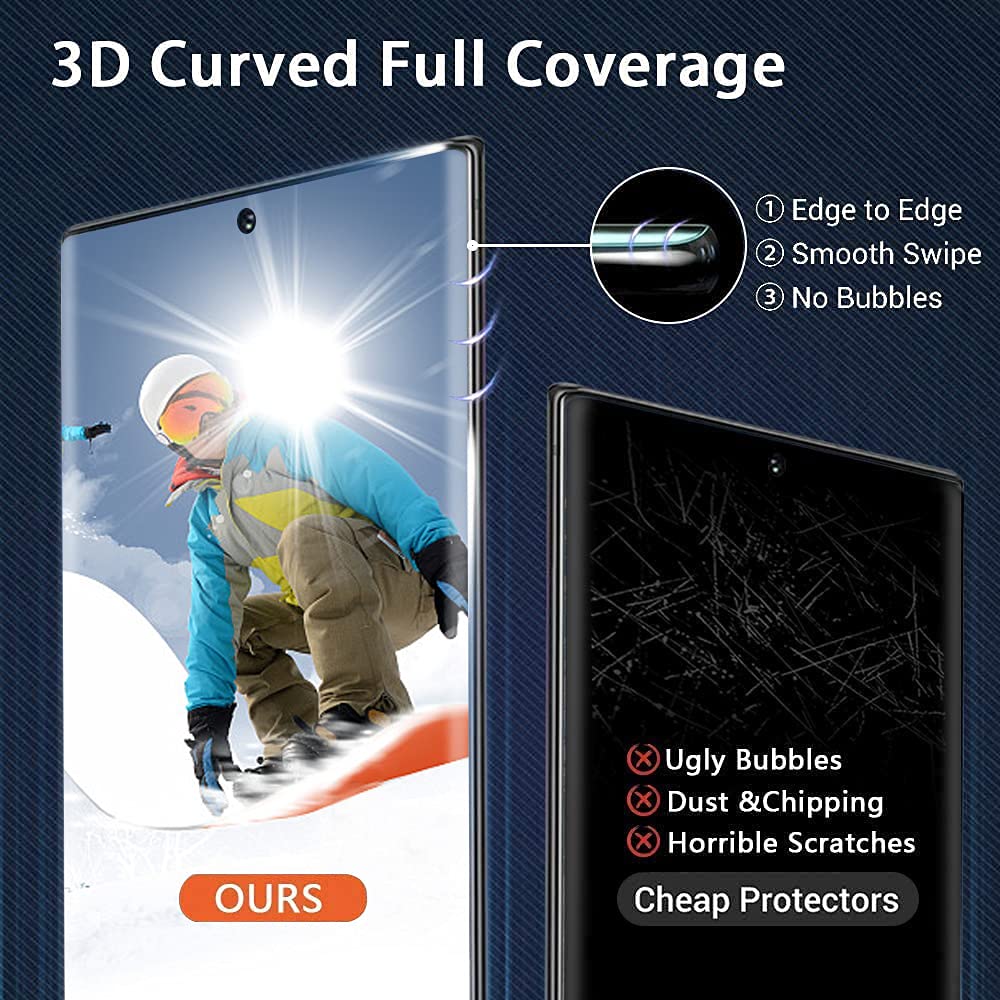 [2+2 Pack] Galaxy S22 Ultra Screen Protector Tempered Glass + Camera Lens Protector [Support Fingerprint Unlock][9H Hardness] 3D Full Coverage HD Clear Glass for Samsung Galaxy S22 Ultra 5G (6.8")