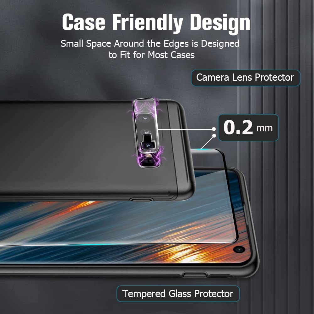 [2+2 Pack] Galaxy S10 Screen Protector, 9H Tempered Glass Scratch Resistant, Ultrasonic Fingerprint Support, 3D HD Curved,for Samsung Galaxy S10 6.1 Inch Screen Protector