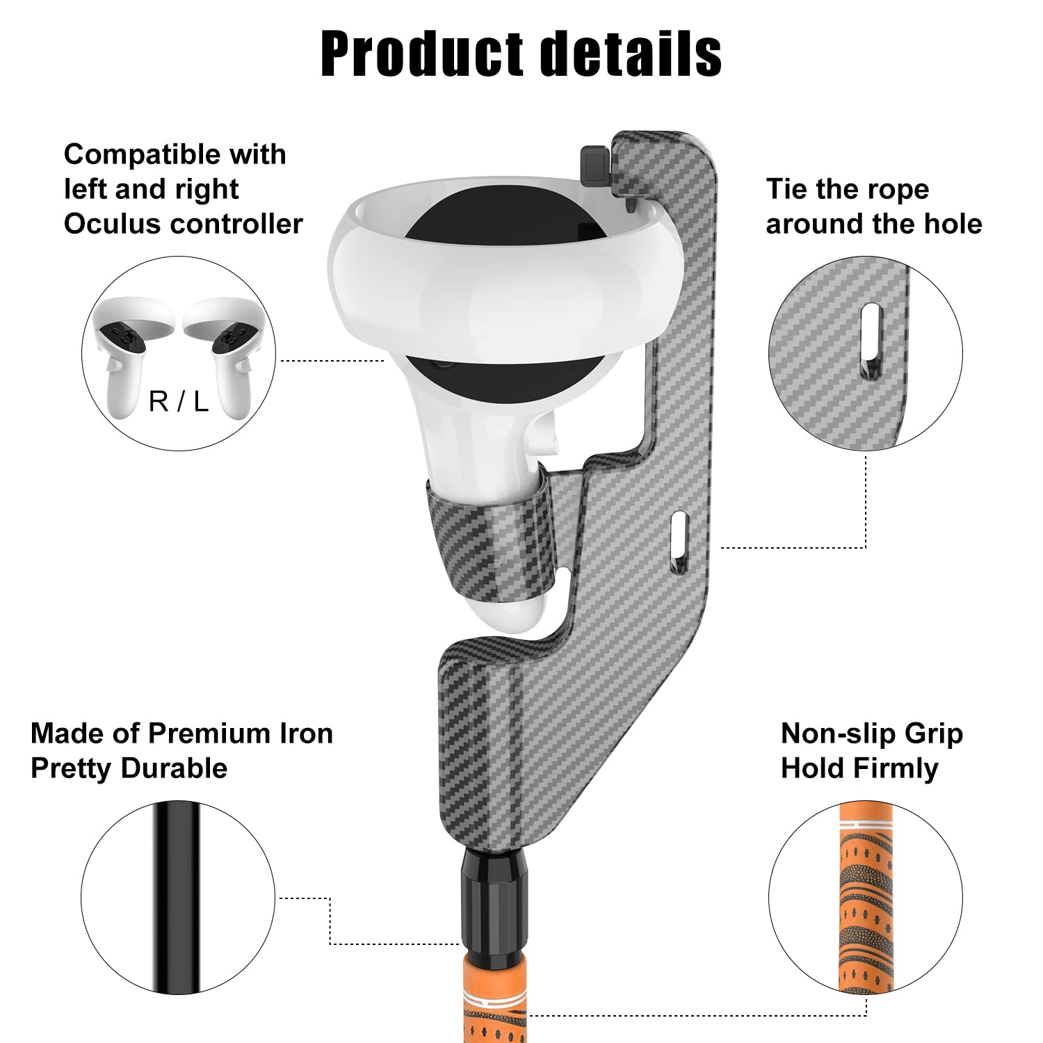 [2023 Upgraded] HONJOMIN VR Golf Club for Oculus Quest 2 / Oculus Quest 1 / Rift S, Attachment Adapter VR Golf Club Handle Extension Accessory, Enhance Immersive VR Game Experience