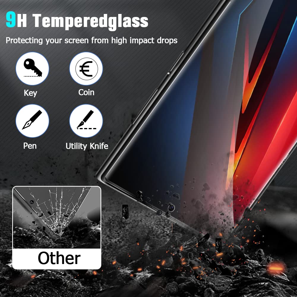 [2+2 Pack] Galaxy S23 Ultra Screen Camera Protector, 9H Tempered Glass Scratch Resistant, Ultrasonic Fingerprint Support, 3D HD Curved, For Samsung Galaxy S23 Ultra 5G 6.8 Inch Glass Screen Protector