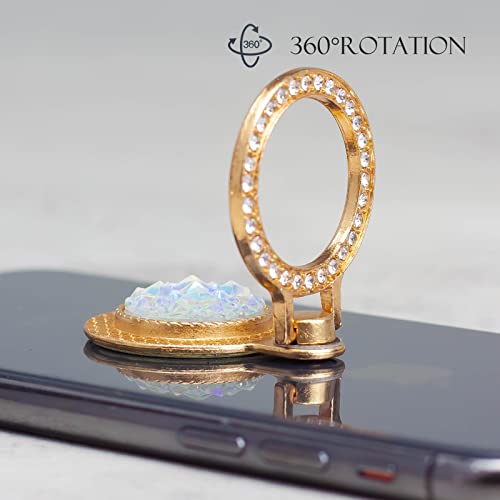 [2 Packs] Gemstones Glitter Bling Bling Phone Ring Holder, Sparkle Phone Ring Grip Artificial Diamond Stand,Rhinestone Cell Finger Ring for Phones,Pad