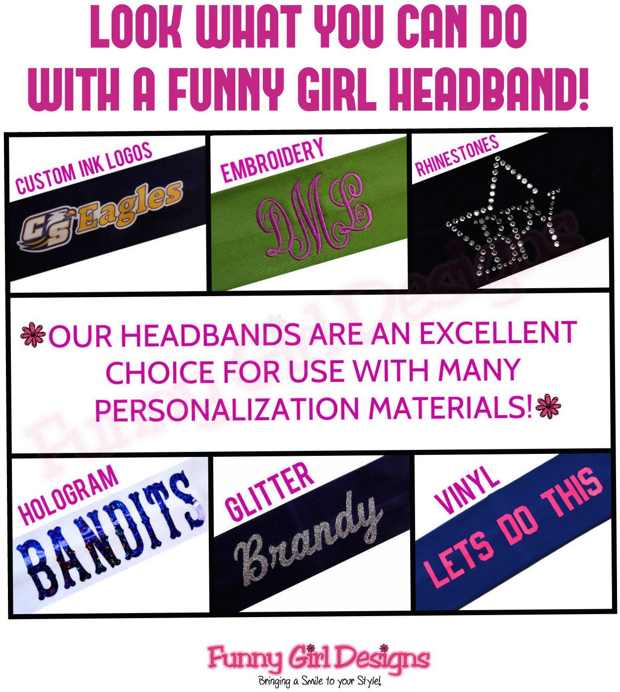 (Set of 7) 2.5 Inch Cotton Stretch Headbands From Funny Girl Designs (Official Funny Girl Designs Fall Set)