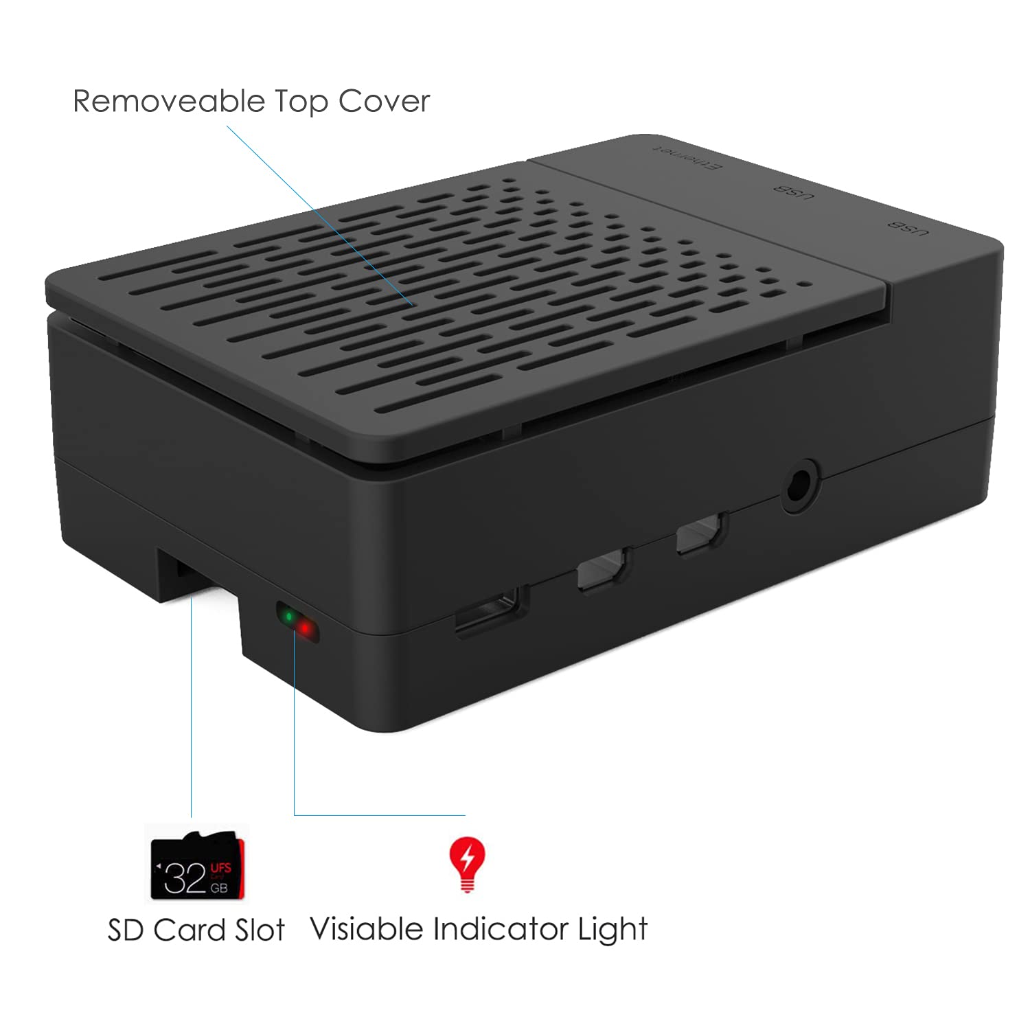 [20W 5V 4A] Raspberry Pi 4 Case, iUniker 20W 5V 4A USB C Raspberry Pi 4 Power Supply with Switch Heatsink 40mm Cooling Fan, 32GB Card, Card Reader, 4K Hdmi Cable for Pi 4 8gb/4gb/2gb