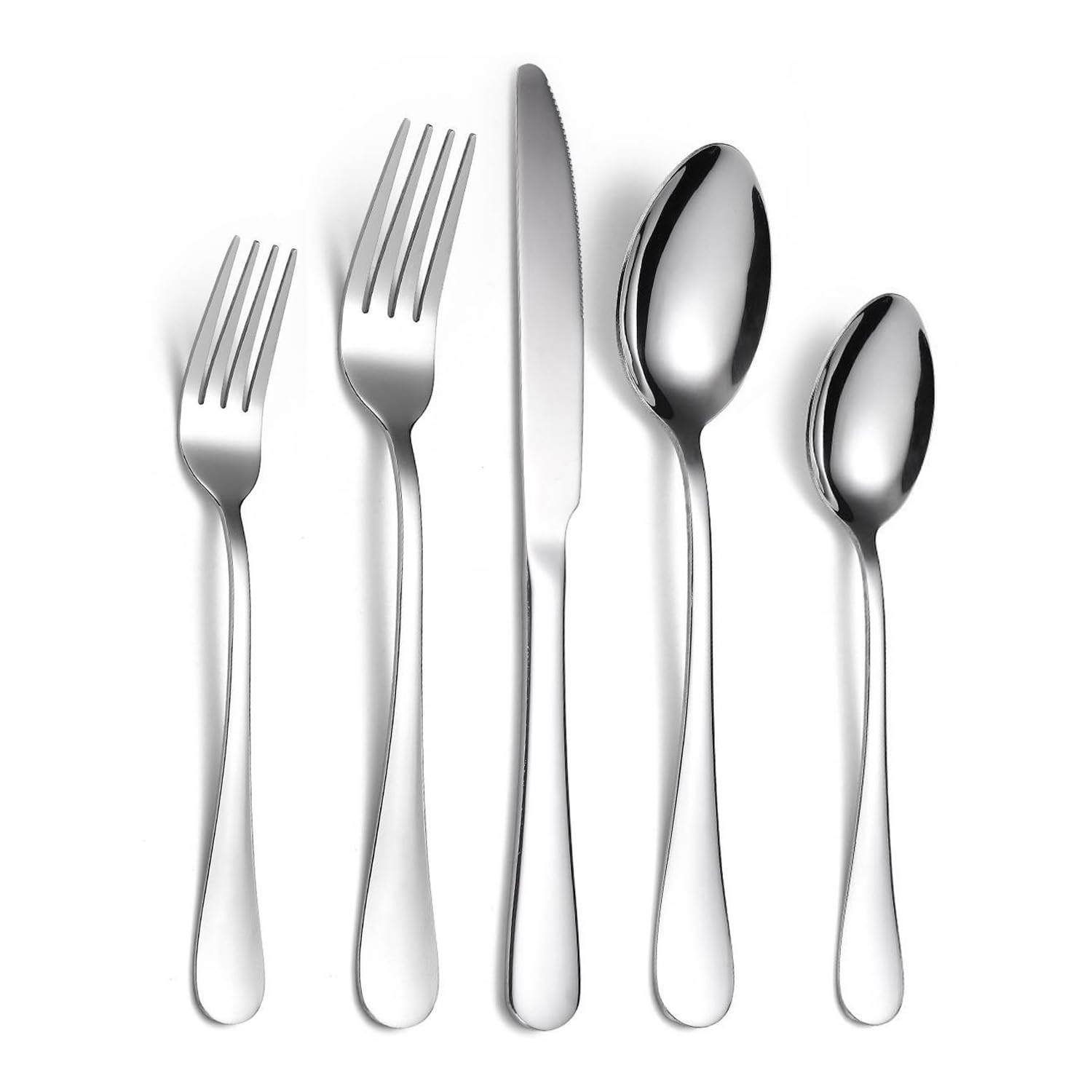 [20 Piece] Silver Silverware set for 4, Stainless Steel Cutlery Eating Utensils with Mirror Finish, Dishwasher Safe for Daily Use (Silver Silverware Set)