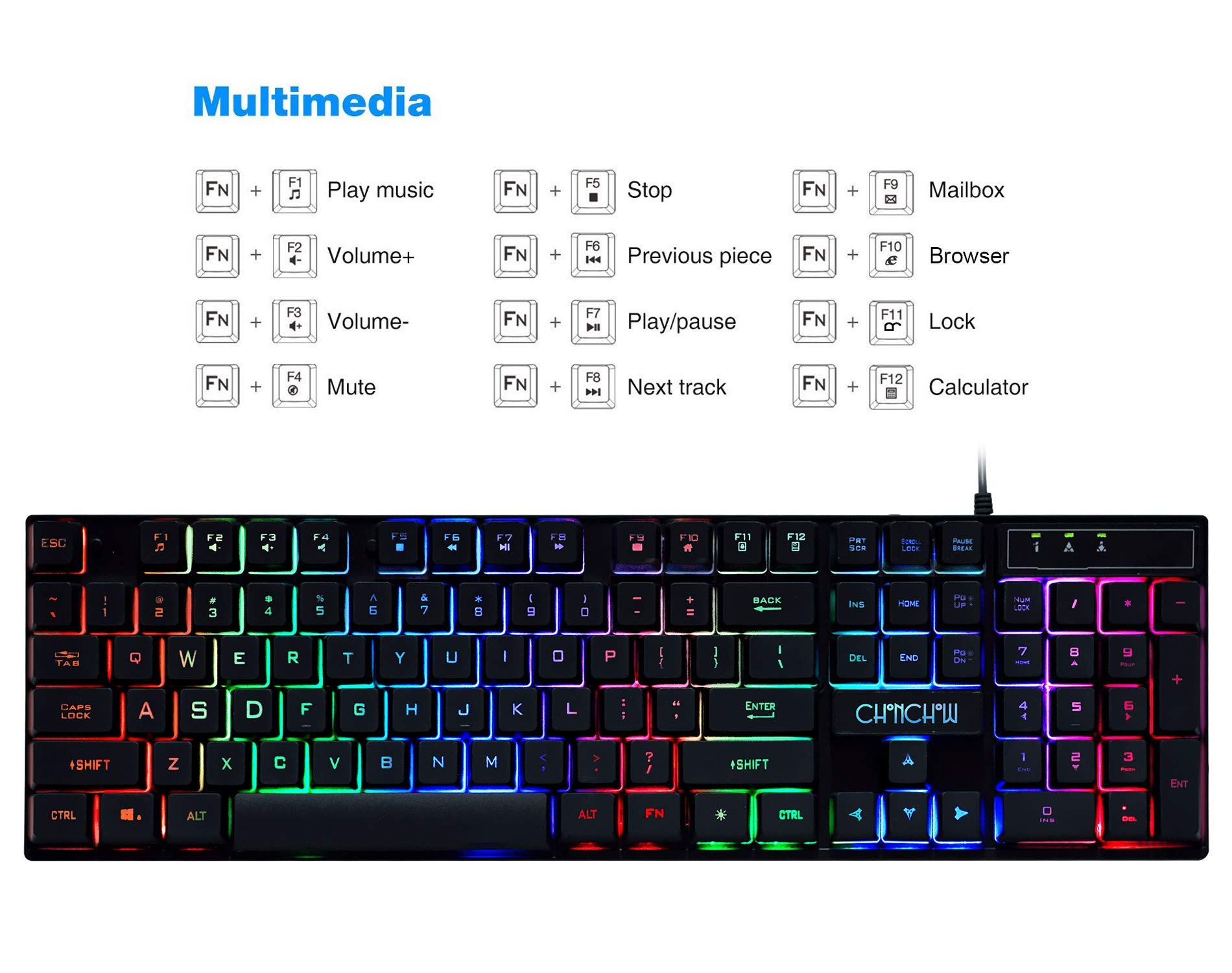 (Upgrade Version) CHONCHOW LED Backlit Gaming Keyboard and Mouse Combo USB Wired Rainbow Gaming Keyboard Mechanical Feeling for PS4 PC Windows Mac,Black (Renewed)