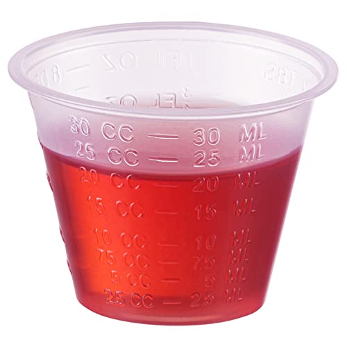 [100 Count - 1 oz.] Plastic Disposable Medicine Measuring Cup for Liquid Medicine, Epoxy, & Pills
