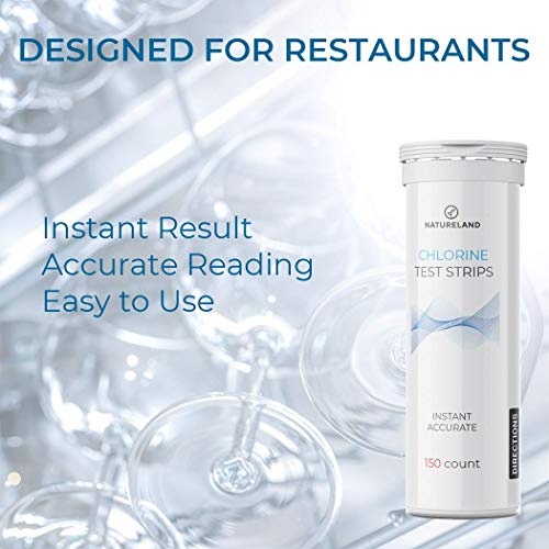 [150 Strips] Restaurant Chlorine Test Paper, 10-250 ppm (Value Pack) Instant Result in 1 Second (150)