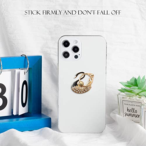 [2 Packs] Swan Glitter Bling Bling Phone Ring Holder, Sparkle Phone Ring Grip Artificial Diamond Stand,Rhinestone Cell Finger Ring for Phones,Pad