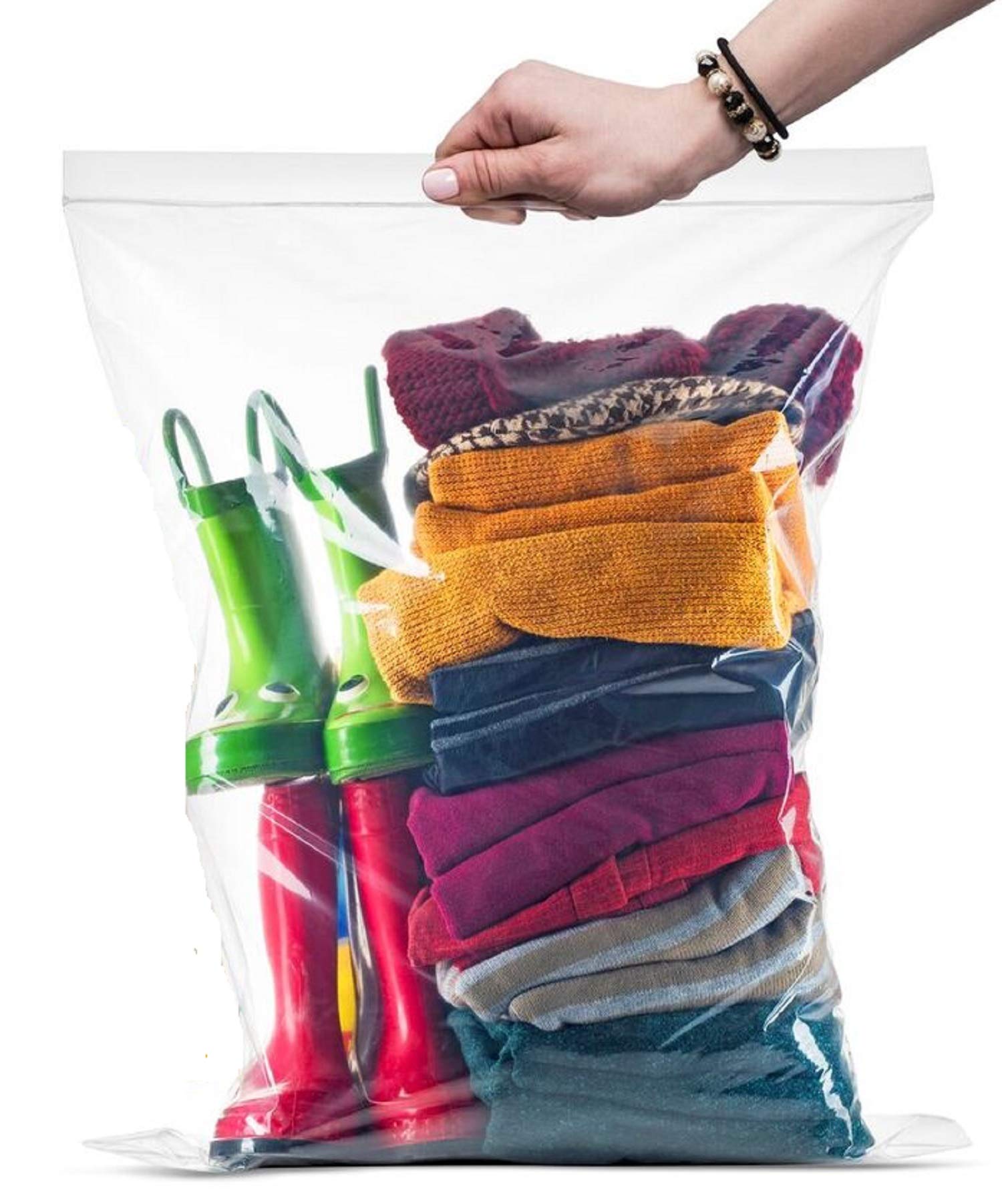 [ 50 BAGS ] Jumbo Size 5 Gallon Storage Bags, Extra Large Clear Freezer or Food Storage Bags, Great for Travel, Moving, Seasonal, Picnic & Home Organization, Size 18"x 20", 2 Mill Thick & Durable