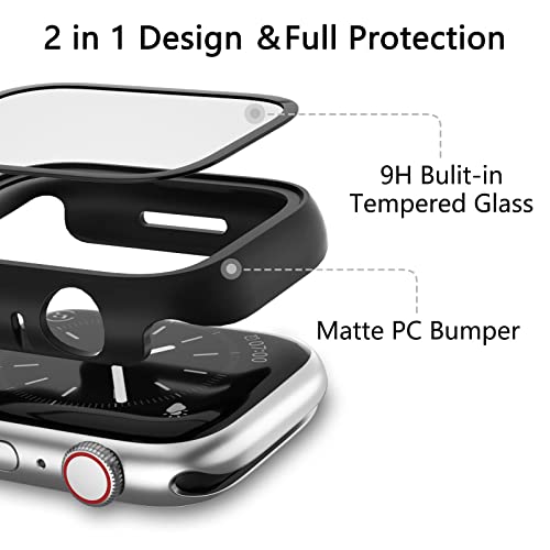 [16 Pack] COMMUTER for Apple Watch SE (2nd Gen)/SE/6/5/4 Screen Protector, (2022 New) Hard PC Ultra-Thin Protective Face Cover Built-in Tempered Glass Film for iWatch SE 2/SE/6/5/4 40mm