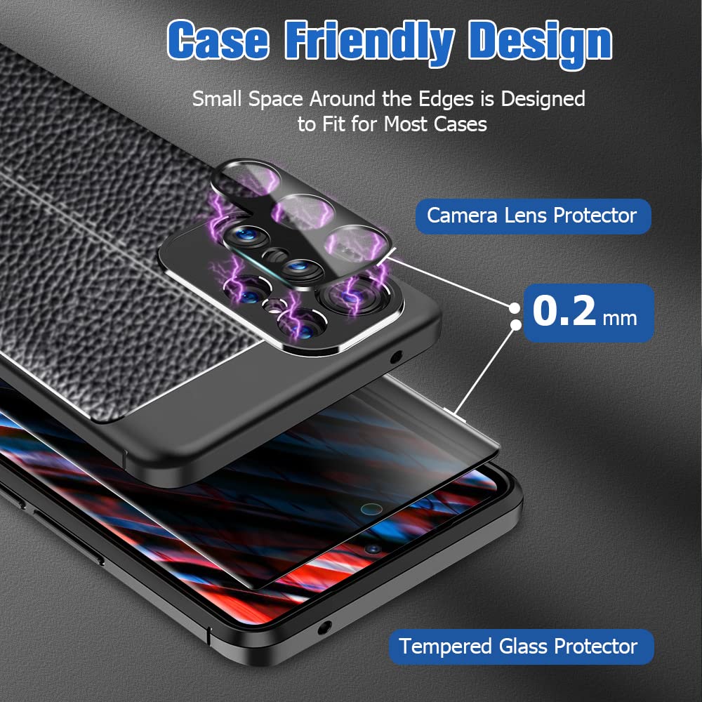 [1+2 Pack] Galaxy S23 Ultra Privacy Tempered Glass Screen Protector + Camera Lens Film [9H Hardness] [ 3D Full Coverage] [Anti-Fingerprints] for Samsung Galaxy S23 Ultra 5G (6.8 Inch)
