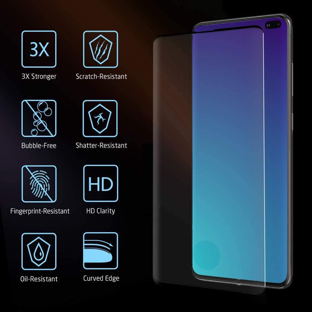 [2+2 Pack] Galaxy S10 Plus Screen Protector Include 2 Pack Tempered Glass Screen Protector + 2 Pack Tempered Glass Camera Lens Protector,9H Hardness,3D Curved,Bubble Free for Samsung Galaxy S10 Plus