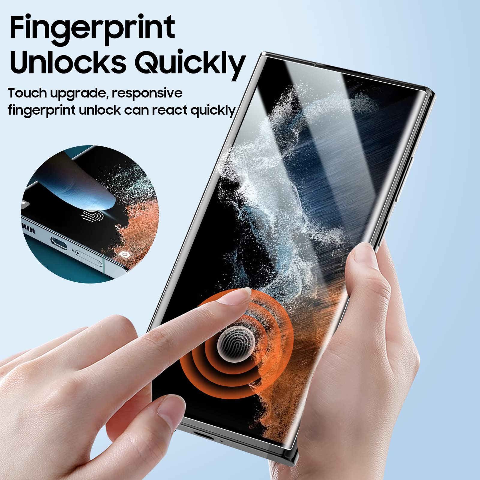 [3 Pack] for Samsung Galaxy S23 Ultra Screen Protector, [Automatic Bubble Repair] Anti-glare HD Flexible Screen Protector- Fingerprint Quick Unlock for Galaxy S23 Ultra/ Galaxy S22 Ultra [Not Glass]