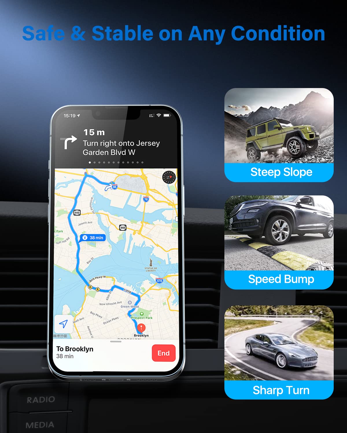 [ Military-Grade Magnetic Vent Hook] Phone Holder for Car, Hands Free Phone Car Mount Strong Magnet Air Vent Mount, 360° Rotation Car Phone Holder Compatible with iPhone Samsung Galaxy All Smartphones