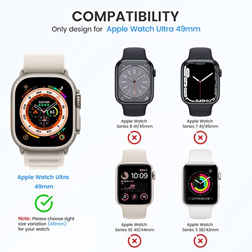 [3PACK] Tensea for Apple Watch Ultra 2/Ultra Screen Protector Case 49mm, iWatch Protective Face Cover, Hard PC Bumper Built-in Tempered Glass Film, Ultra-Thin Guard Women Men, 49 mm