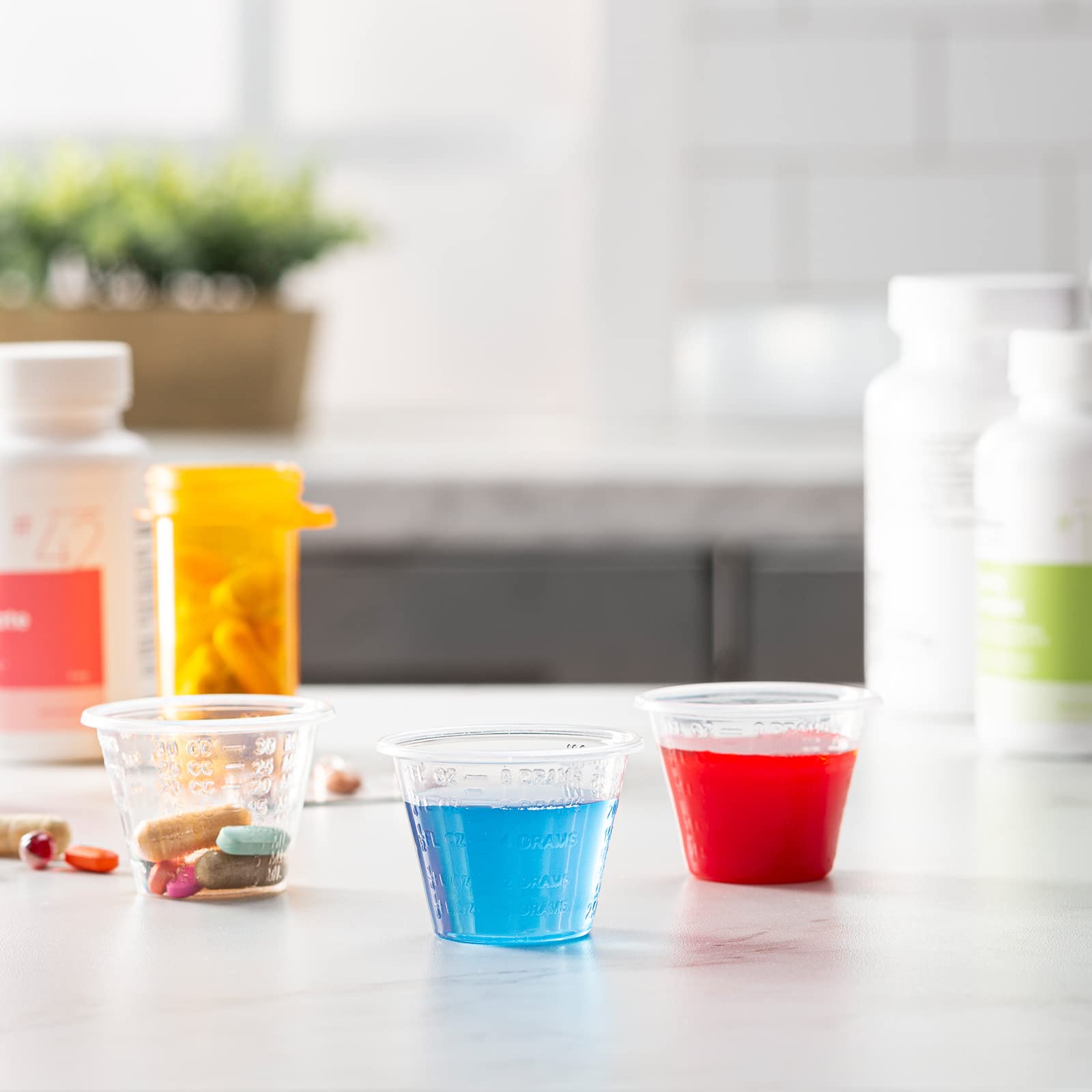 [250 Count - 1 oz.] Plastic Disposable Medicine Measuring Cup for Liquid Medicine, Epoxy, & Pills