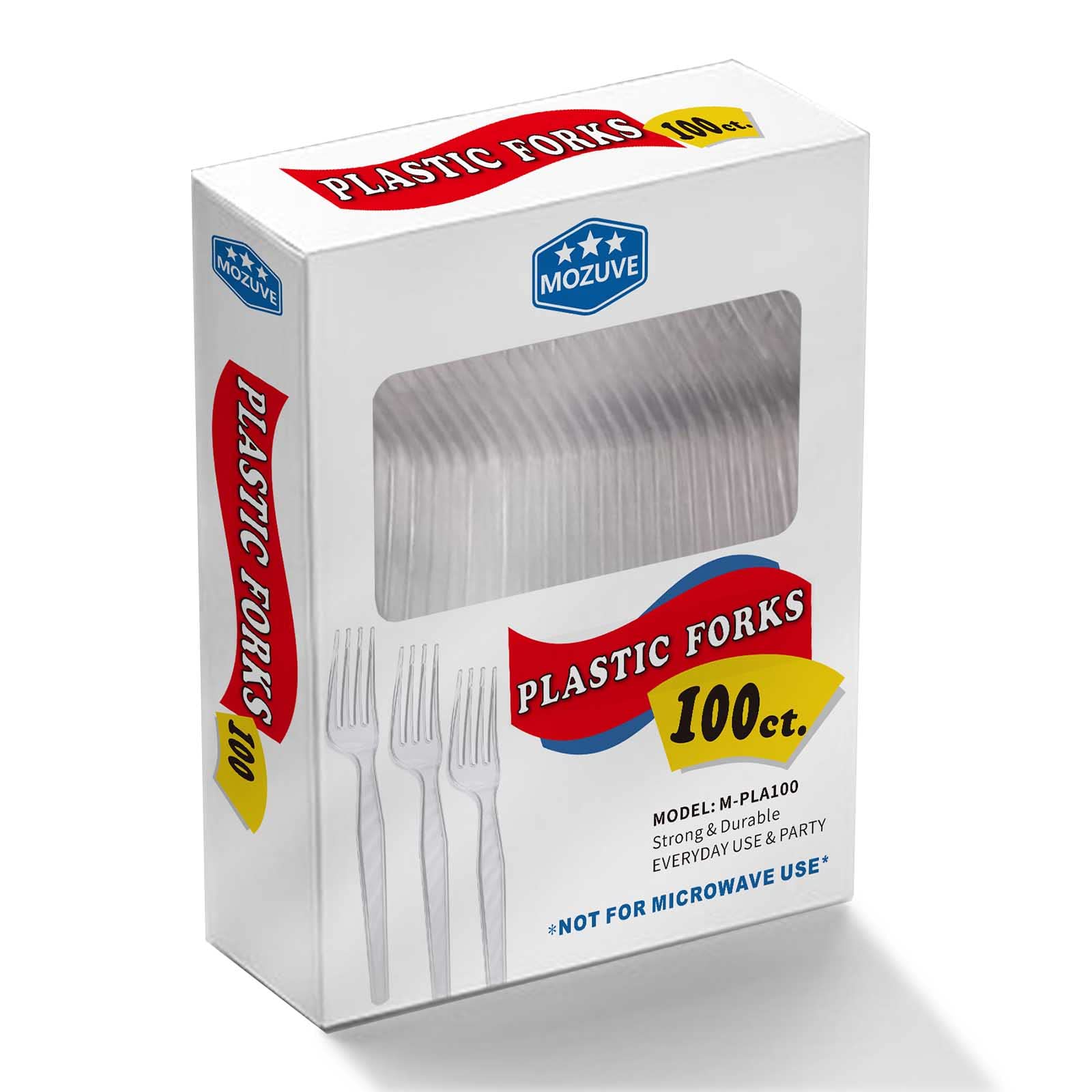[100 Count] Clear Plastic Forks Heavy Duty, Disposable Plastic Forks Heavy Weight Utensils for Parties, Picnics, Big Event, Daily Use