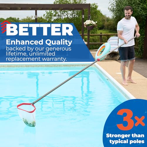 [ Patented ] ProTuff Pool Pole, Telescopic 16ft - Never Sticks or Slips - Lifetime, No Cost Replacements - Heavy Duty Telescoping Pool Poles for Cleaning - Premium Pool Cleaning Equipment