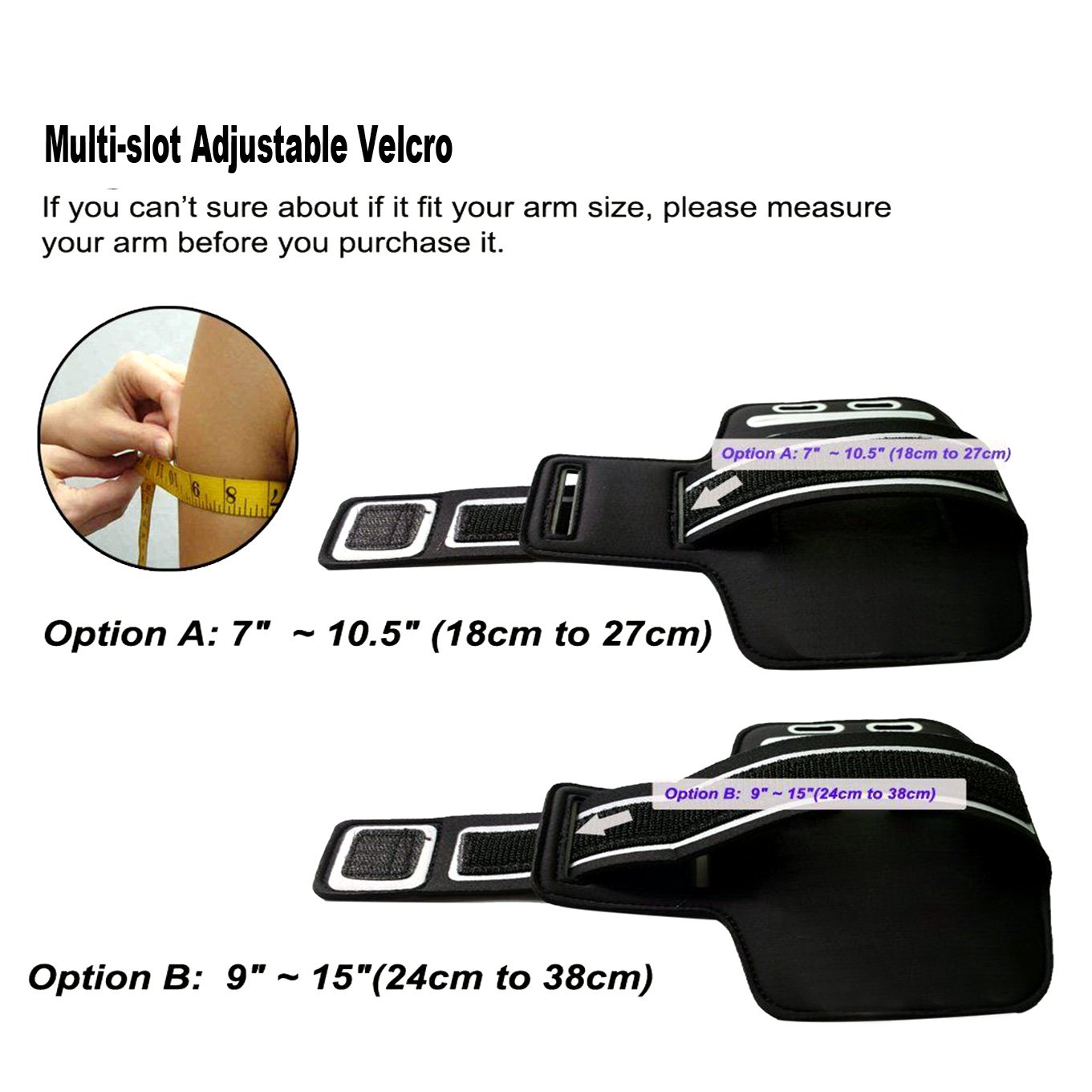 [2pack] Universal Sport Running Exercise Gym Sport Armband, iEugen Case for iPhone 11 PRO MAX X XR X XS MAX 8Plus/iPhone 7 Plus/6 Plus/6s Plus,with Key Holder & Card Slot,Water Resistant-Black+Silver