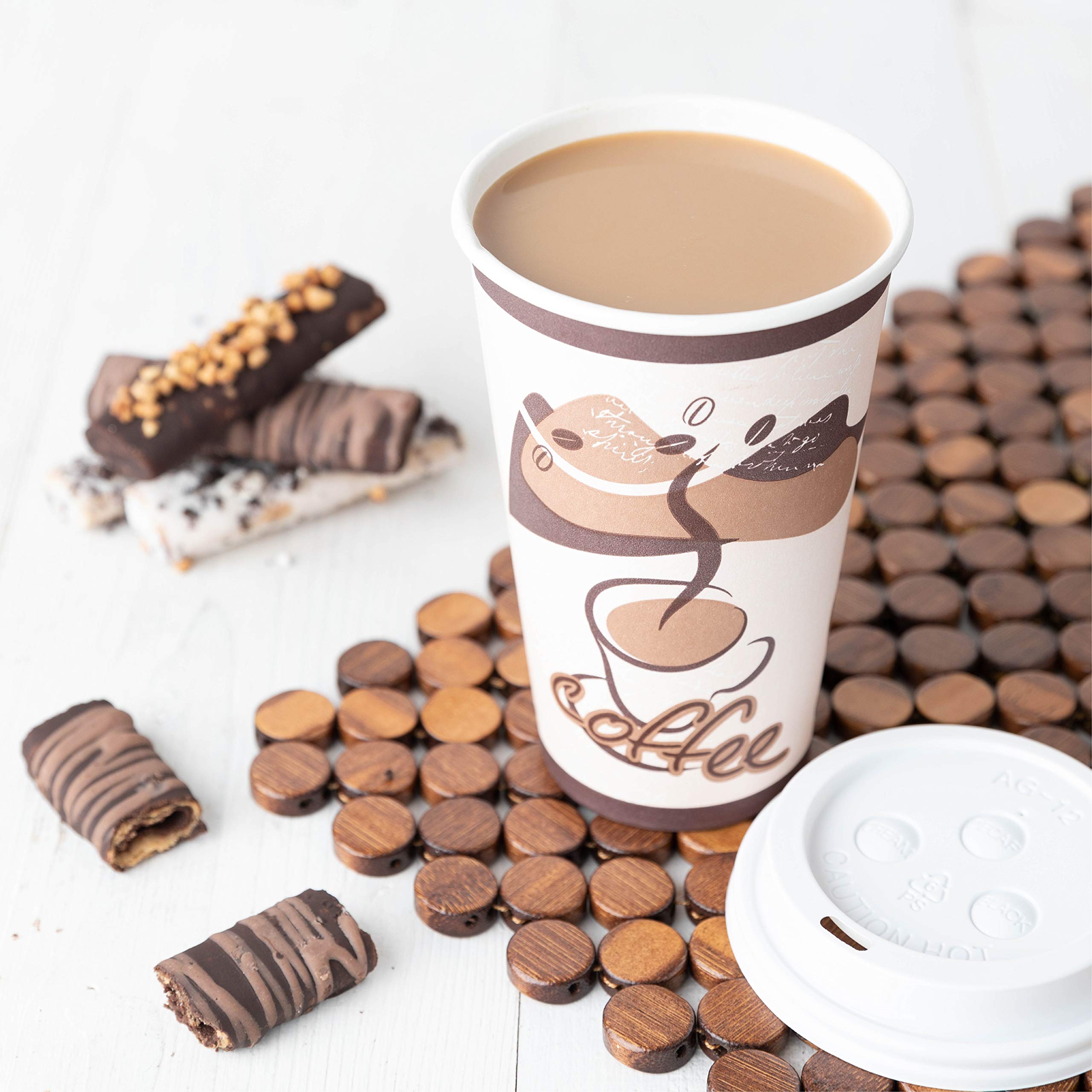 [20 Sets - 12 oz.] 12 Ounce Paper Hot Cups Disposable Coffee Cups With Lids