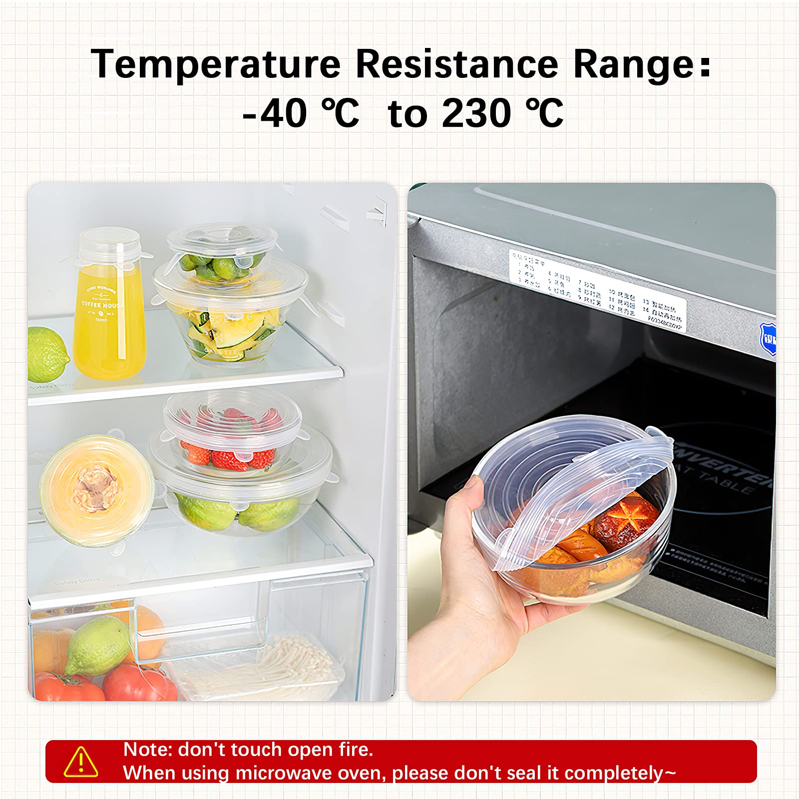 [14 Pack] Silicone Stretch Lids, 8 Round and 6 Rectangular Flexible Magic Lids,Durable,Reusable Stretch Food Saving Silicone Food Covers for Cups,Bowls,Mugs,Cans,Using in Microwave & Freezer