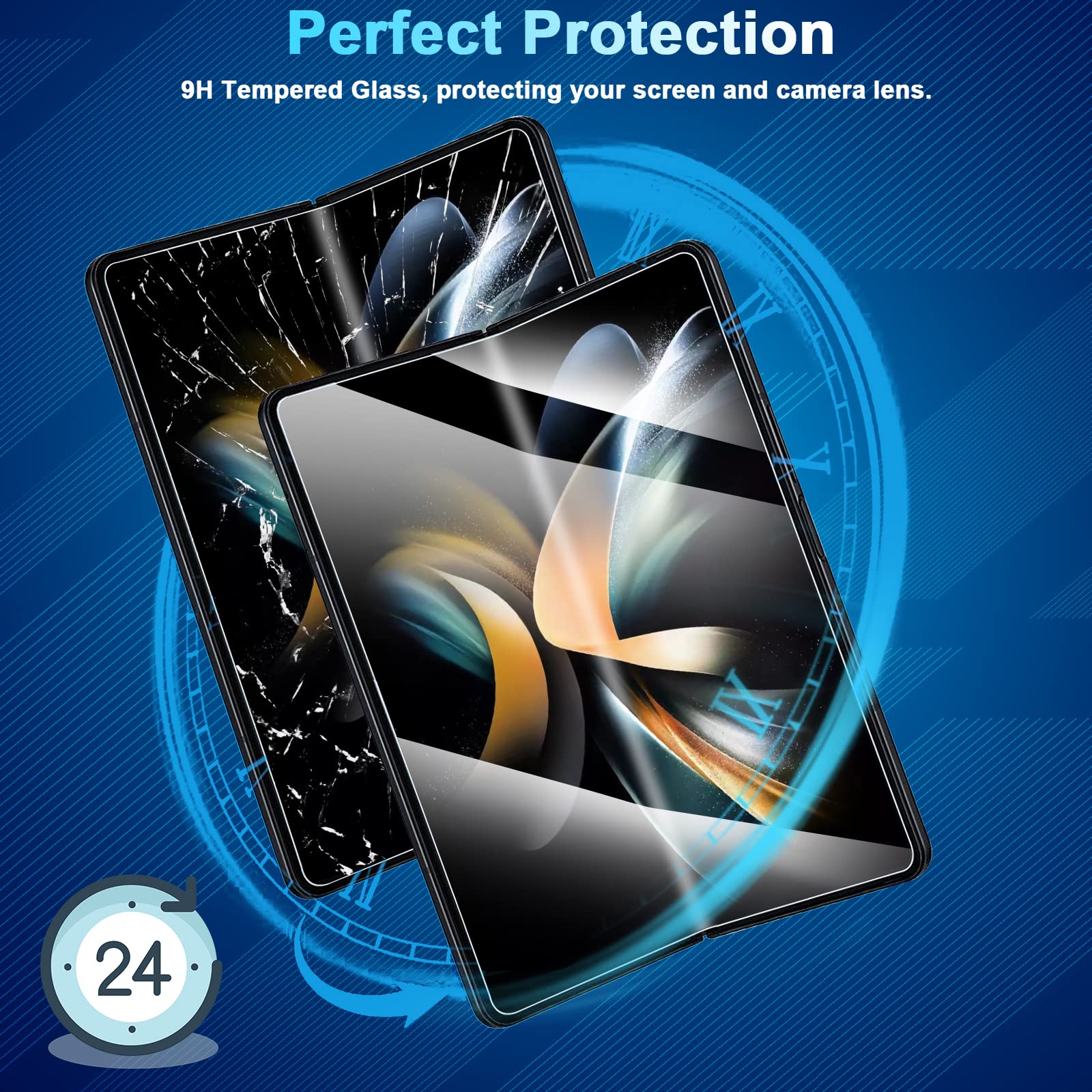 [2Set 8PCS] Galaxy Z Fold 4 Screen Protector, Inside TPU Film + Full Covered Outer + Back Cover Screen Protector, High Clarity, Anti-Shatter, Bubble Free for Samsung Z Fold 4 5G Screen Protector
