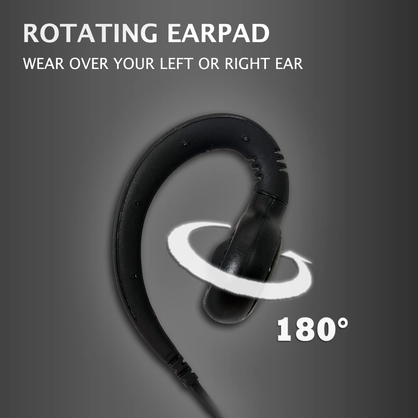 [2-Pack] ProMaxPower C-Shape Swivel Ear Hanger Earpiece for Motorola Two-Way Radios XPR6550 XPR7550e XPR7580e XiR-P8200 DP3401 MTP850