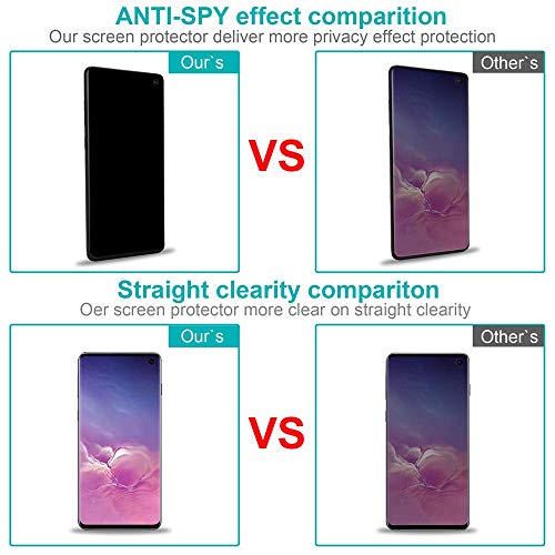 [2 Pack] YWXTW Galaxy S10 Plus Privacy Screen Protector, Tempered Glass Anti-Spy 9H Hardness Black Film for Samsung Galaxy S10 Plus, 3D Touch Anti-Peek Anti-Scratch Bubble Free Easy Install