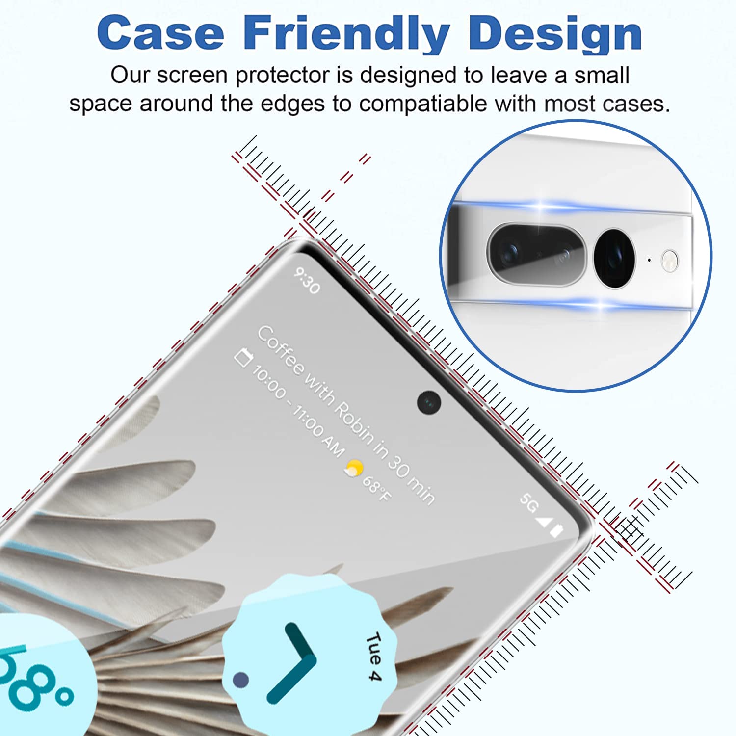 [2+2 Pack] for Google Pixel 7 Pro Screen Protector, 9H Tempered Glass, Ultrasonic Fingerprint, Google Pixel 7 Pro Glass Screen Protector 1