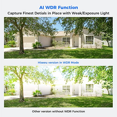 [121°Wide View Angle] Hiseeu 4K Camera PoE Camera,8MP IP Camera Outdoor&Indoor,3840*2160,100ft Night Vision,1-Way Audio, WDR, Human/Vehicle Detect, IP67 Waterproof,Work w/PoE NVR Home Surveillance Kit
