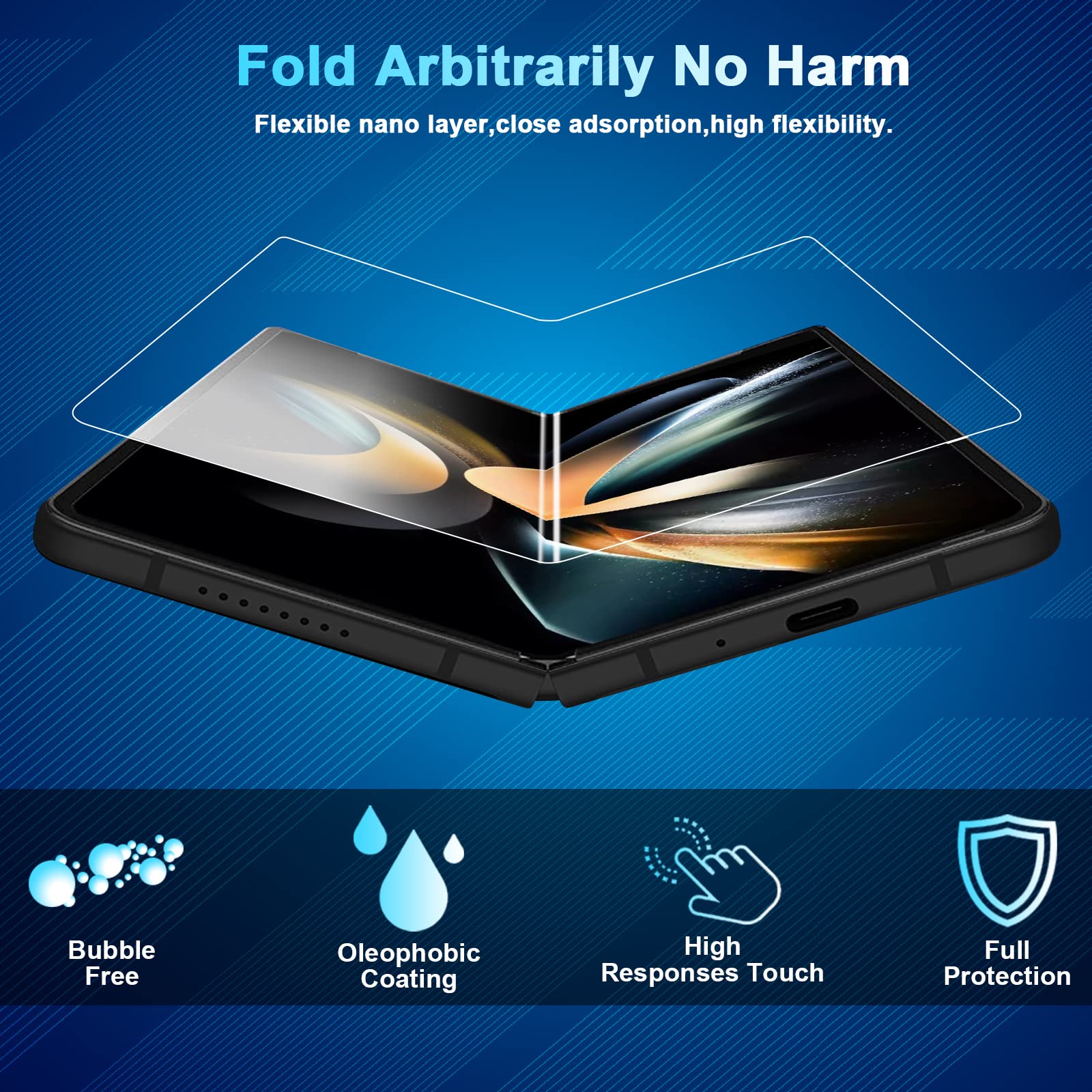 [2Set 8PCS] Galaxy Z Fold 4 Screen Protector, Inside TPU Film + Full Covered Outer + Back Cover Screen Protector, High Clarity, Anti-Shatter, Bubble Free for Samsung Z Fold 4 5G Screen Protector