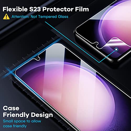 [4-Pack] FANGTIAN for Samsung Galaxy S23 Screen Protector 5G [Not Glass] - Film for S23 Screen Protector [7H Hybrid][Fingerprint Compatible][Alignment Tool][6.1Inch]