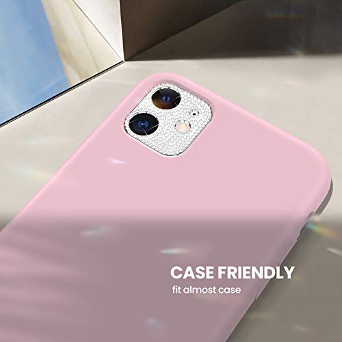 [2 Pack] Goton Bling Camera Lens Protector for iPhone 12 Mini/iPhone 11, Glitter Diamond Lens Protective Decoration Sticker for iPhone 12 Mini 5.4inch/ iPhone 11 6.1inch(Silver+Rose Gold)