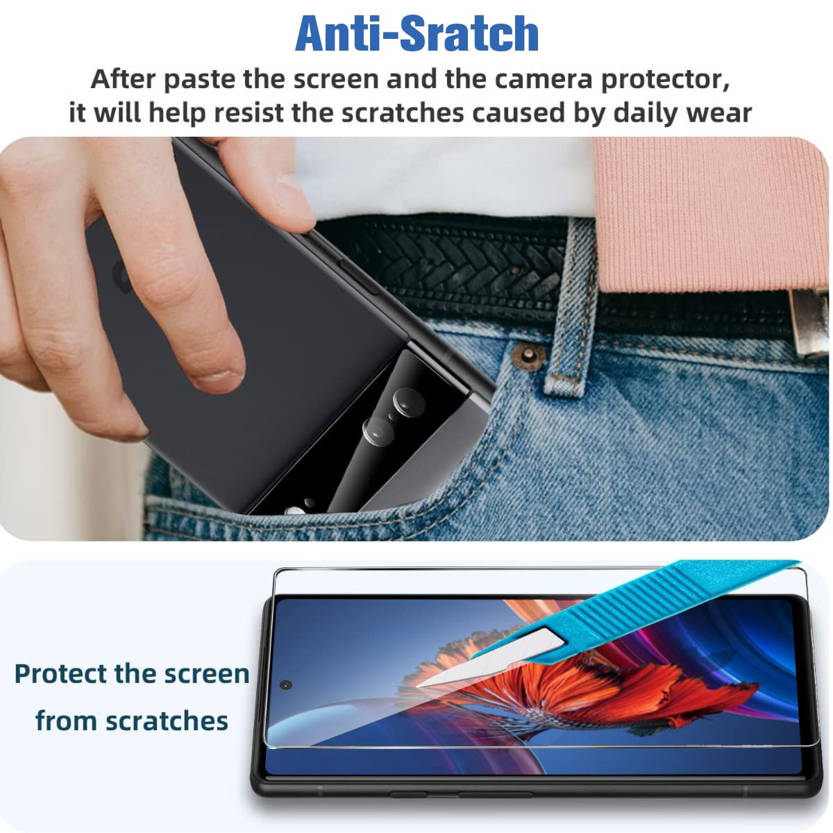 [3+2 Pack] Google Pixel 7 Glass Screen Protector and Camera Protector, HD Clear 9H Tempered Glass Scratch Resistant, Fingerprint Unlock,Full Coverage Easy To Install Bubble-Free For Google Pixel 7 (6.3 Inch)