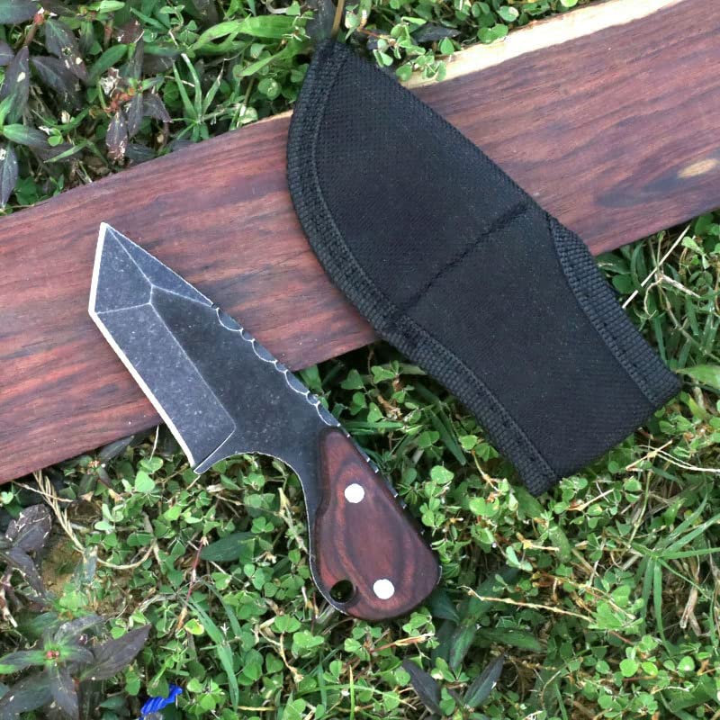 [4 Knives Set] for Outdoor, Survival, Hunting & Camping from Hard Steel fixed Blades, Wooden Handle, Full Tang + 4 Sheaths