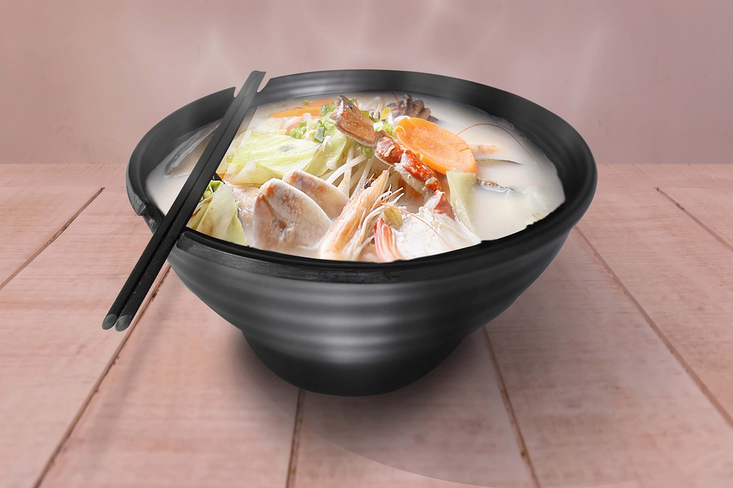 [2 Sets] Ramen Bowls, 37oz Large Plastic Noodle Bowl Set, Dishes with Chopsticks and Spoons