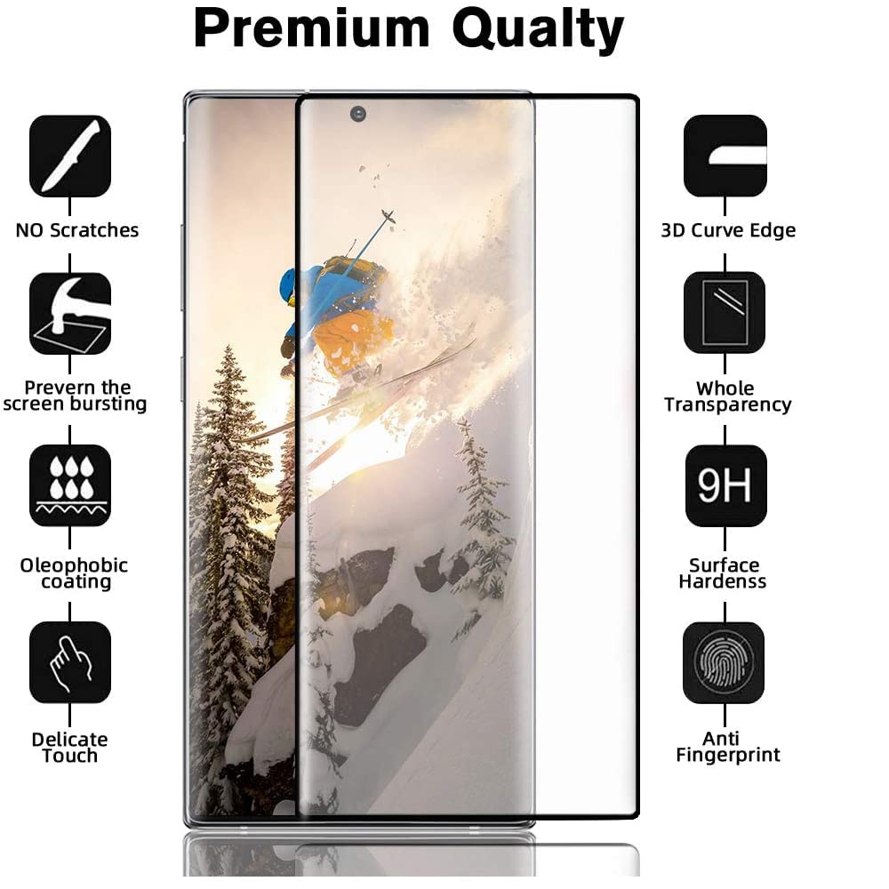 [2+2 Pack ] Galaxy S22 Ultra Screen Protector Tempered Glass, with 2 Pack Camera Lens Protector, 9H Hardness, Support Fingerprint, 3D Curved Glass Film for Samsung Galaxy S22 Ultra (6.8 Inch)