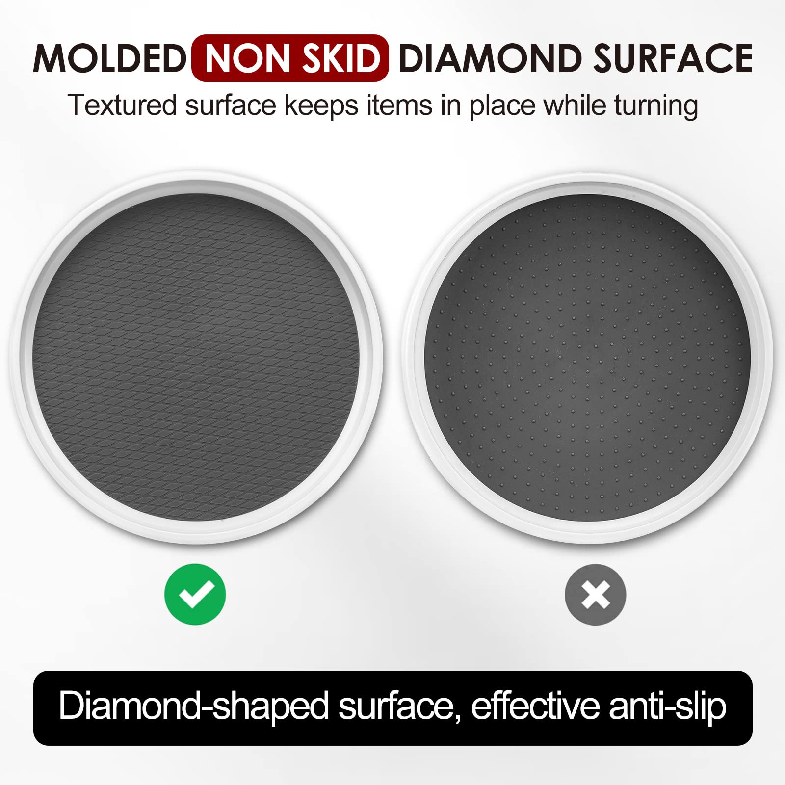 [ 4 Pack ] 12 Inch Non-Skid Turntable Lazy Susan Organizers & 2 Set, 2 Tier Pull-Out Under Sink Organizer and Storage with Dividers