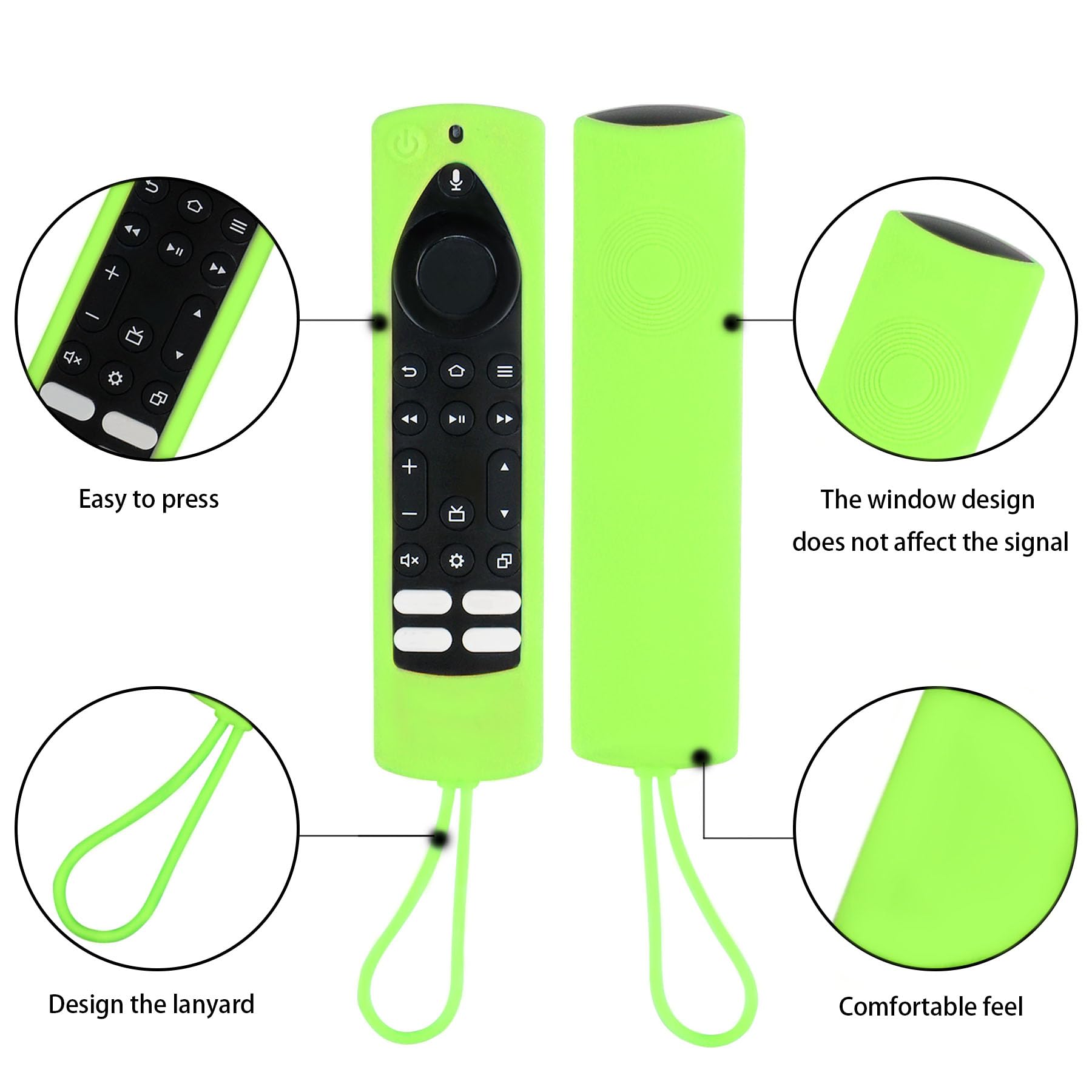 [2-Pack] Climberer Night Vision Covers for Fire 4K Max (2nd Ed.) | Stick TV | FireCube | Compatible with(Insignia, Toshiba, Pioneer, Omni) Remote - Luminous Silicone with Lanyard