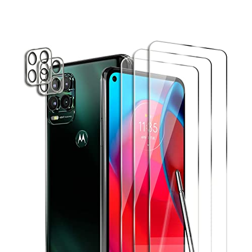 [3+2] 3 Pack Screen Protector for Motorola Moto G Stylus 5G 2021 (Not fit G Stylus 4G) with 2 Pack Camera Lens Protector, 9H Hardness Tempered Glass,Anti-Scratch,Case Friendly,Premium HD Clarity Film