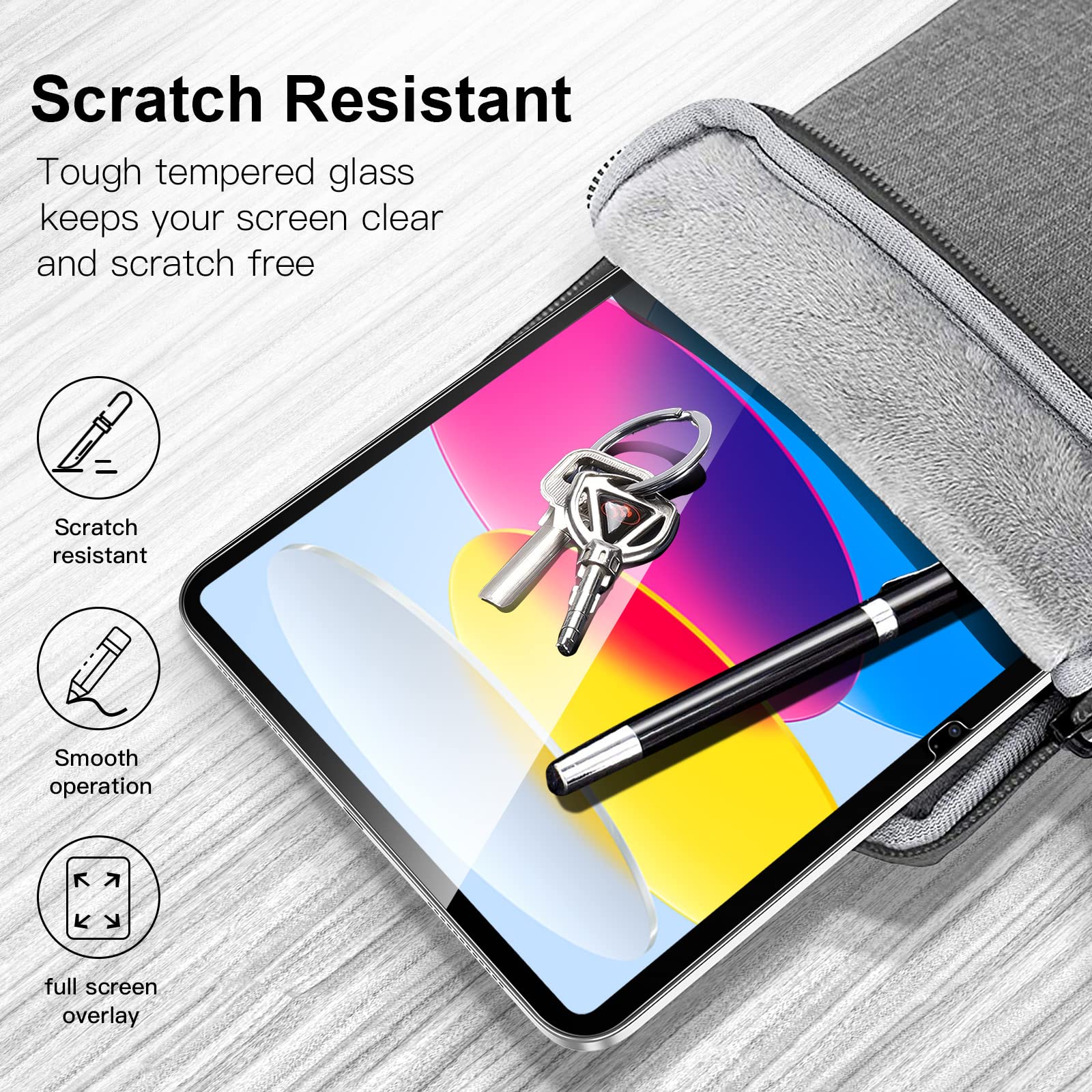 [2 Pack] Benazcap Screen Protector for iPad 10th Generation 10.9 Inch 2022 with Easy Installation Kit, Full Coverage Case Friendly, Bubble Free for iPad 10th Generation 10.9" [Auto Alignment Kit]