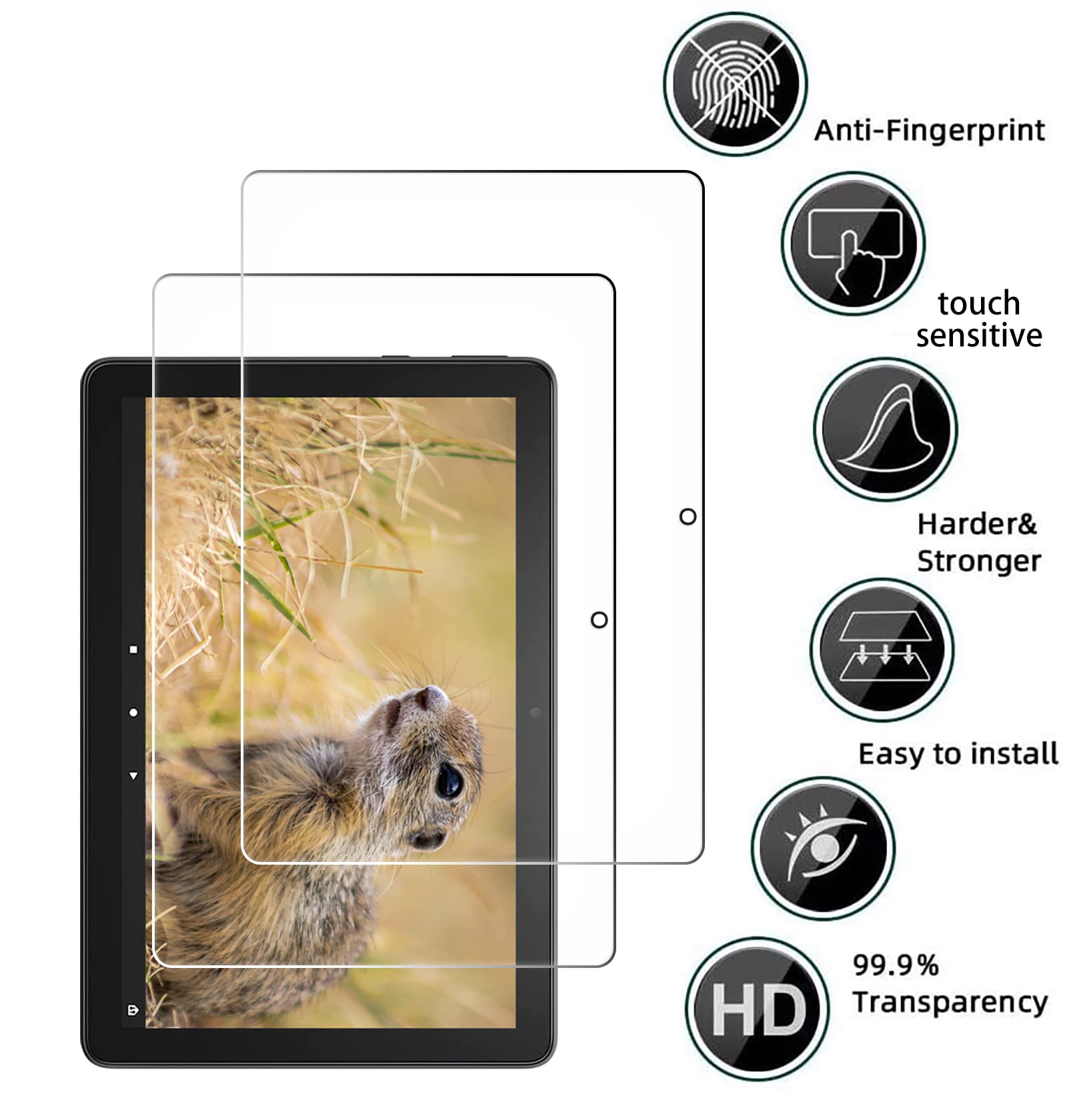 [2 pack] For Amazon Fire HD 10 2021/ Fire HD 10 Plus 2022 tempered glass screen protector, suitable for Fire HD 10 2021/ Fire HD 10 Plus.high-definition transparent shielding layer, scratch resistance