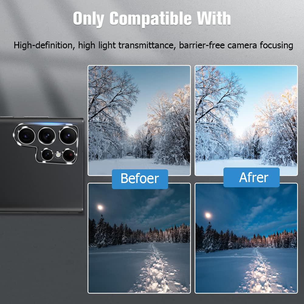[2+2 Pack] for Samsung Galaxy S22 Ultra Screen Protector +Camera Lens, 9H Tempered Glass, Ultrasonic Fingerprint Compatible, Easy to install，HD Clear for S22 Ultra Tempered Glass