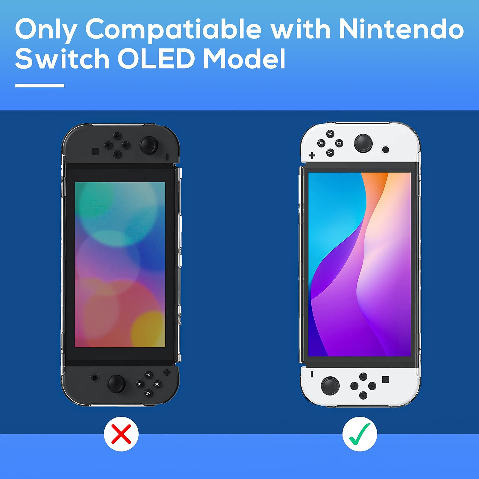 [3in1 Protective Case]Clear Cover for Nintendo Switch OLED Model, Dockable Hard PC Console Case, with Soft TPU Case for Right and Left Joycon Controller, Shockproof Protective Accessories for NS OLED