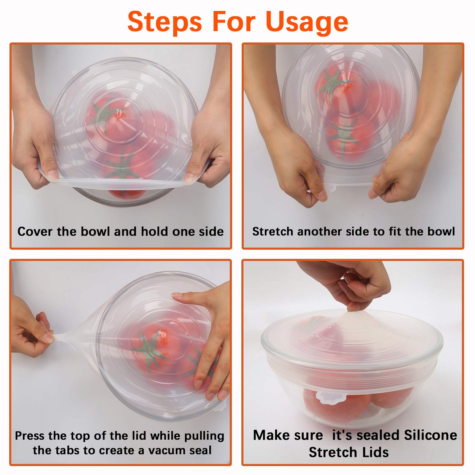 [14 Pack] Silicone Stretch Lids, 8 Round and 6 Rectangular Flexible Magic Lids,Durable,Reusable Stretch Food Saving Silicone Food Covers for Cups,Bowls,Mugs,Cans,Using in Microwave & Freezer