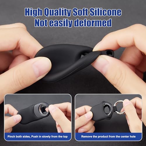 [2 Pack] Compatible with Samsung Smart tag 2 case, Silicone with samsungtag Keychain Full Shockproof, Anti-Scratch forBackpacks, Car Keys,Luggage, Valuables and More(Black)