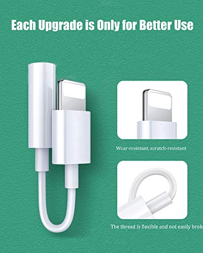 [2 Pack] iPhone Adapter，Apple MFi Certified iPhone to 3.5mm Aux Audio Accessories Headset Splitter Adaptor Compatible for Music Compatible with iPhone 14/13 Pro Max X/XS/Max/7 8 Support All iOS System