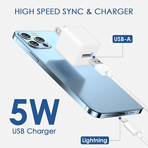 [Apple MFi Certified] iPhone Charger,2Pack 6FT USB to Lightning Cable Apple Charging Cord USB Wall Chargers Block Power Adapter for iPhone 13/12/11/X/8 Plus/XR/XS Max/SE/iPad