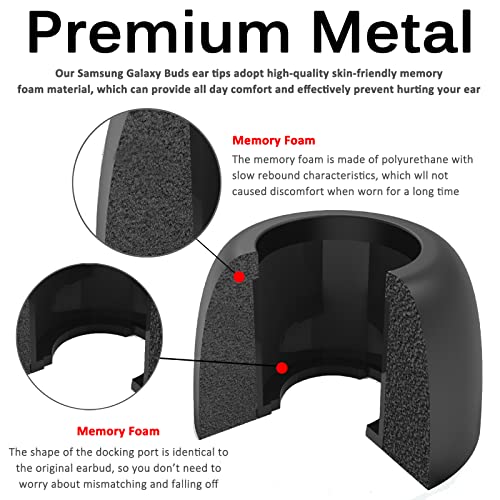 [3 Pairs] Miimall Compatible for Samsung Galaxy Buds Pro Ear Tips Foam, Ultimate Fit in Case, Anti-Slip Reduce Noise Ear Plugs, Replacement Memory Foam Ear Tips for Galaxy Buds Pro(Black, S/M/L)