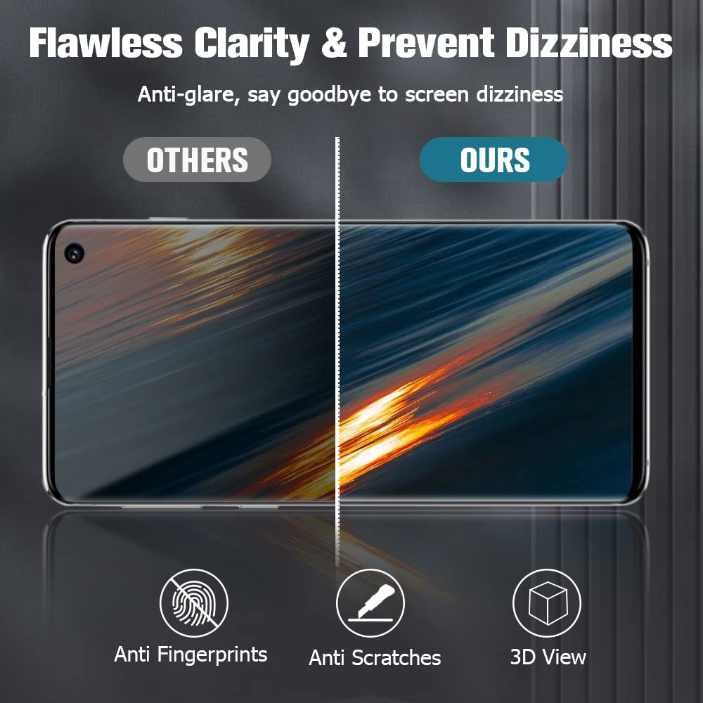 [2+2 Pack] Galaxy S10 Screen Protector, 9H Tempered Glass Scratch Resistant, Ultrasonic Fingerprint Support, 3D HD Curved,for Samsung Galaxy S10 6.1 Inch Screen Protector